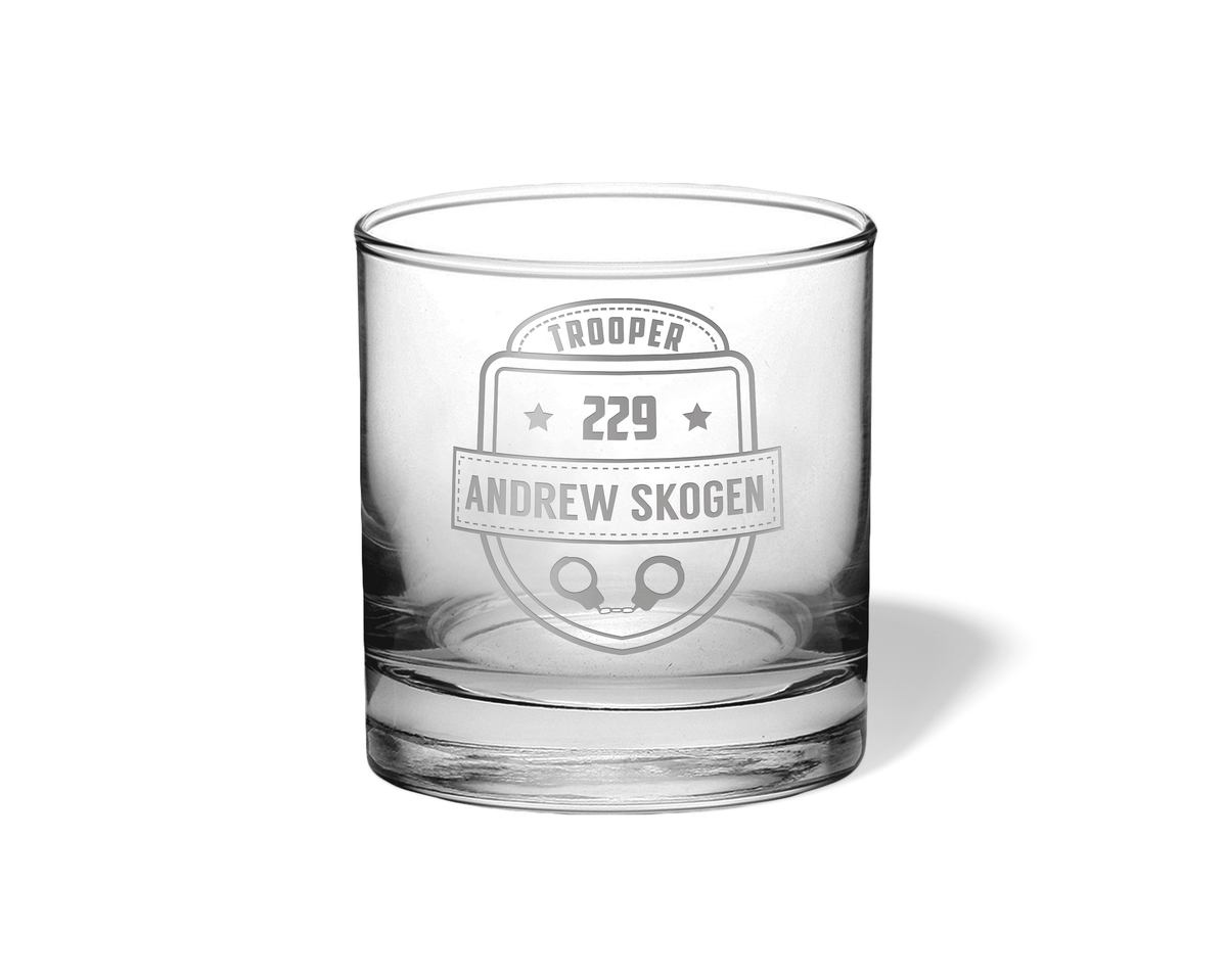 Personalized Police Badge Glass | Custom Engraved with Rank, Badge ...