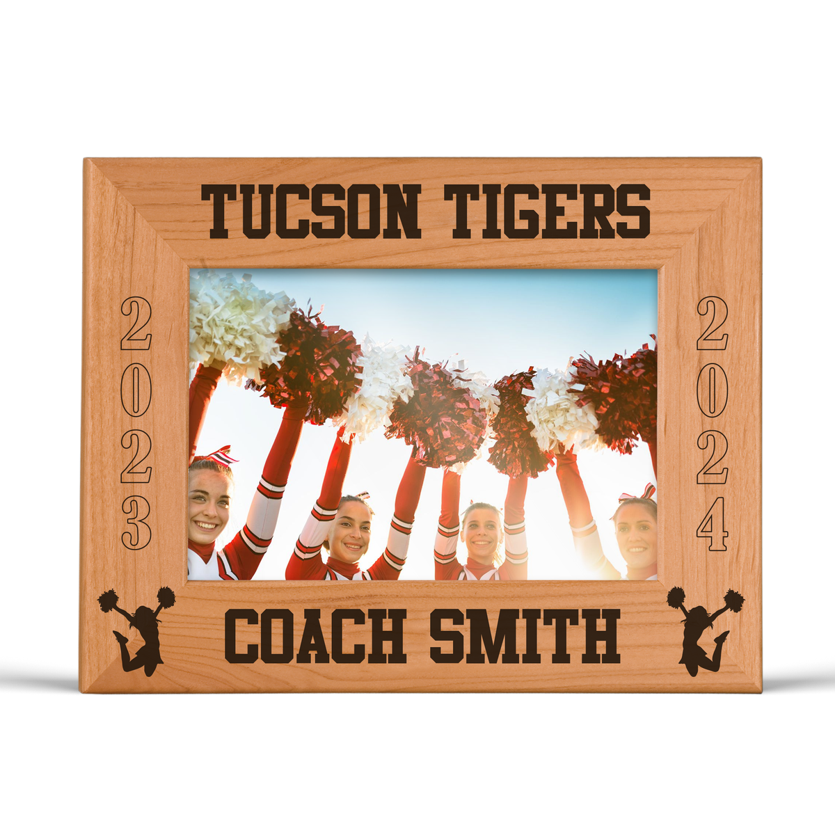 Personalized Cheer Coach Picture Frame – Engraved Wood Photo Frame ...