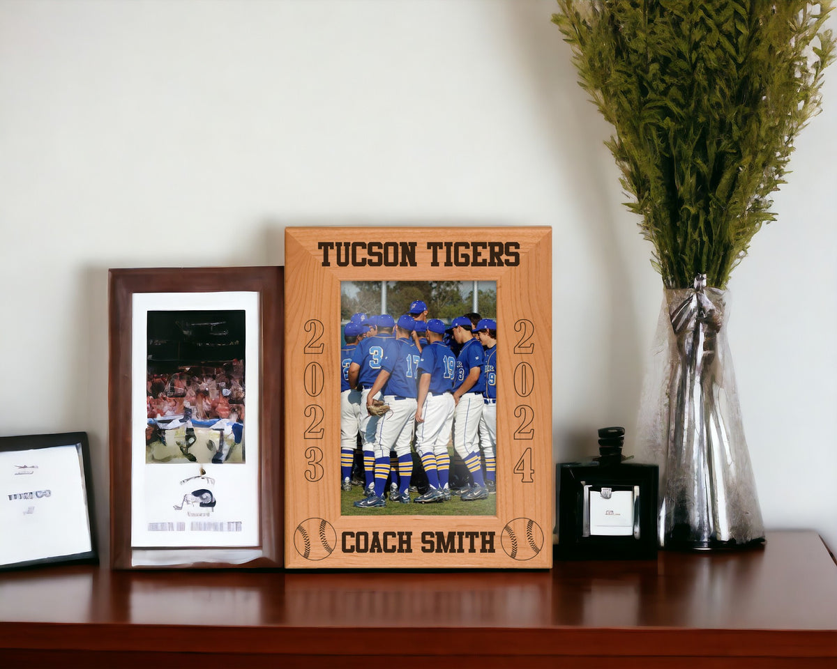 Personalized Baseball Coach Picture Frame | Engraved Alder Wood | 4x6 ...